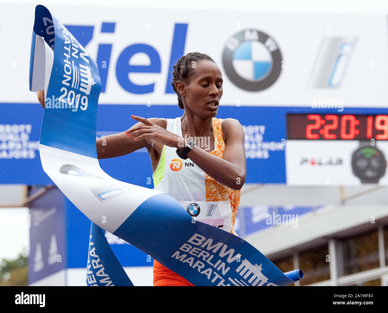 Berlin, Germany. 29th Sep, 2019. Ashete Bekere from Ethiopia is the ...
