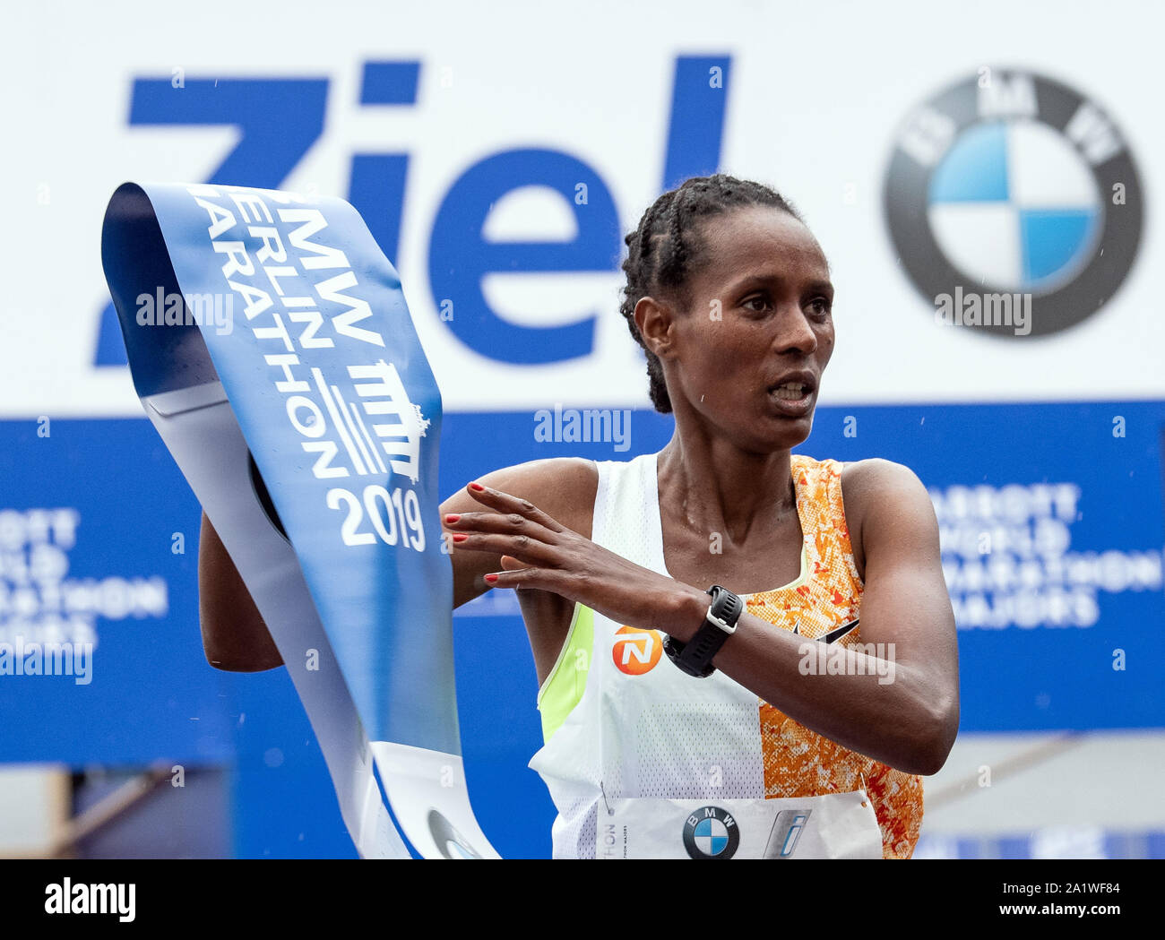 Berlin, Germany. 29th Sep, 2019. Ashete Bekere from Ethiopia is the ...