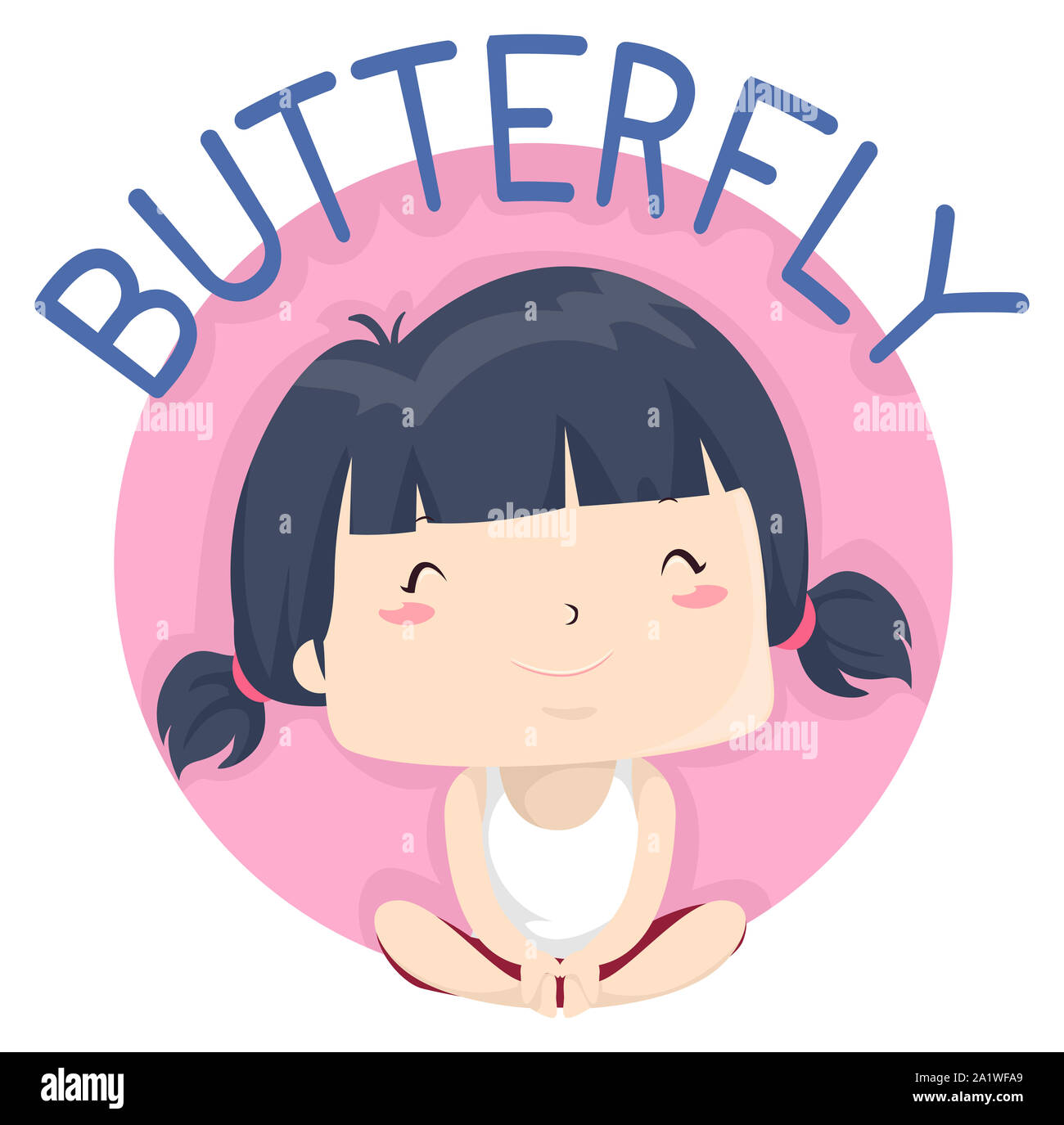 Illustration of a Kid Girl Exercising and Showing How to Do Butterfly ...