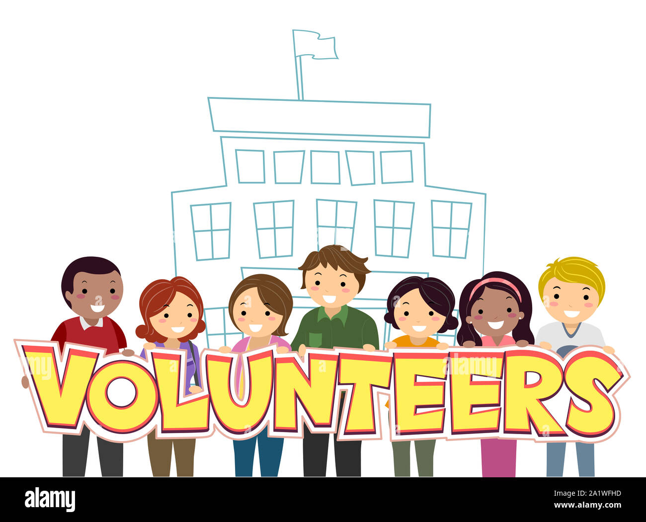 Illustration of Parents Volunteers for School Stock Photo - Alamy