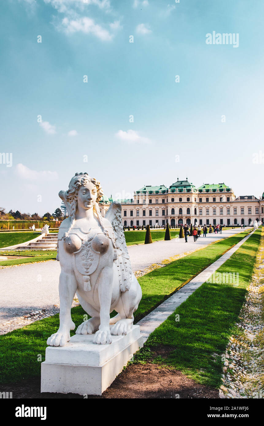 Baroque palace and statue of woman sphinx Stock Photo - Alamy