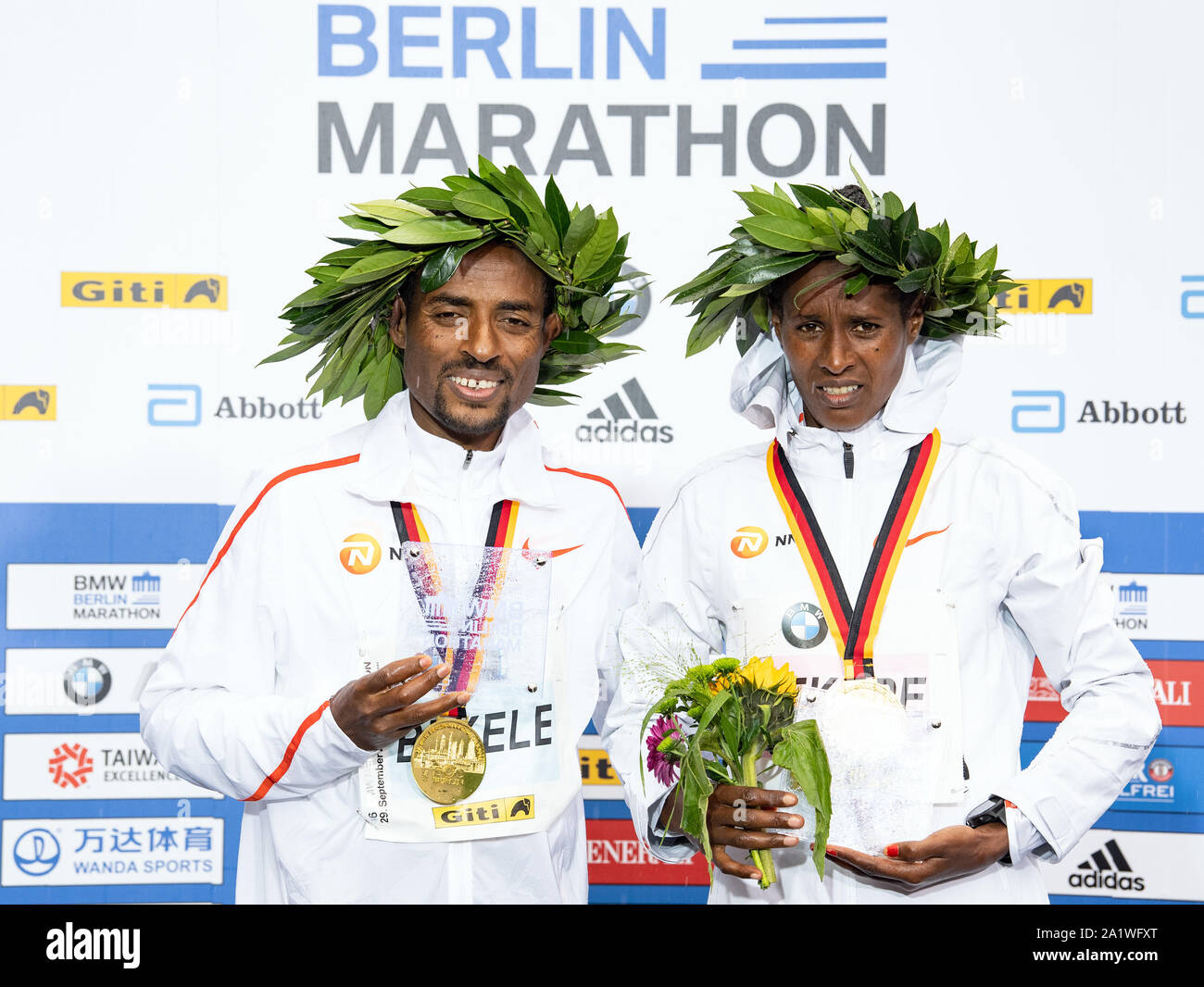 Berlin, Germany. 29th Sep, 2019. Kenenisa Bekele (l), Ethiopia, and his ...