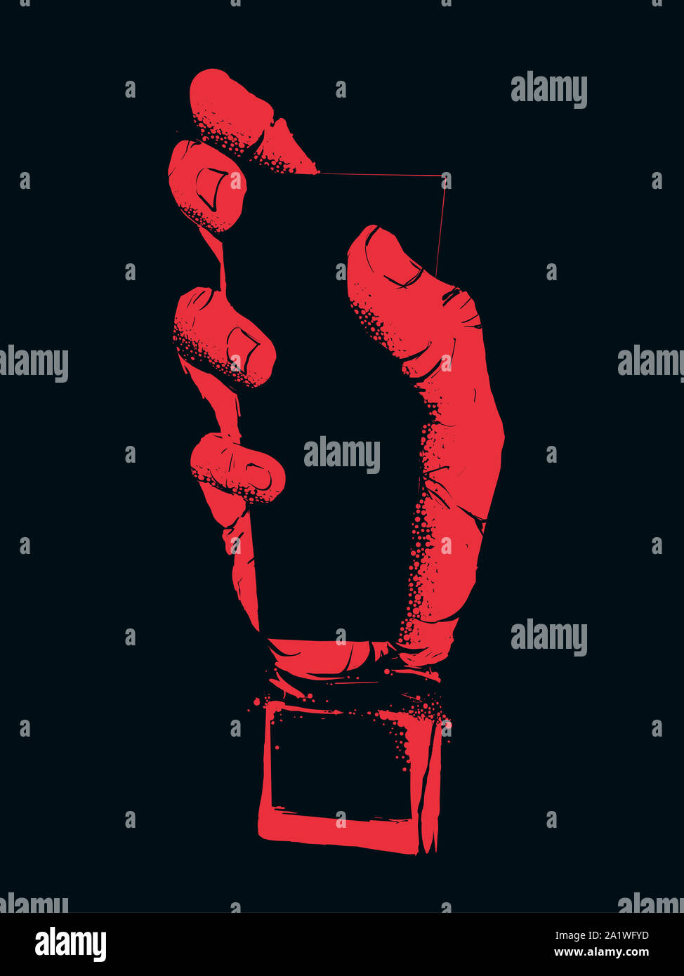 Stencil Illustration of a Hand Holding an Exclamation Mark Stock Photo ...