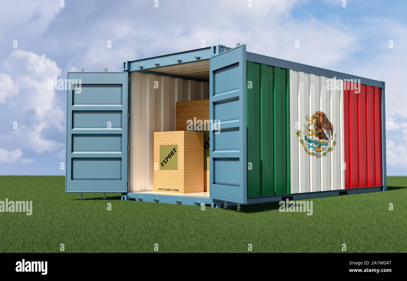 Freight Container with Mexico flag - 3D Rendering Stock Photo - Alamy