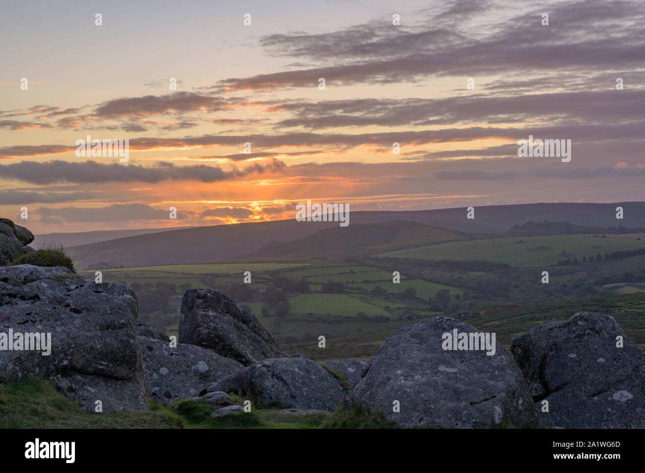 Sunset from Haytor, Dartmoor, Devon Stock Photo - Alamy