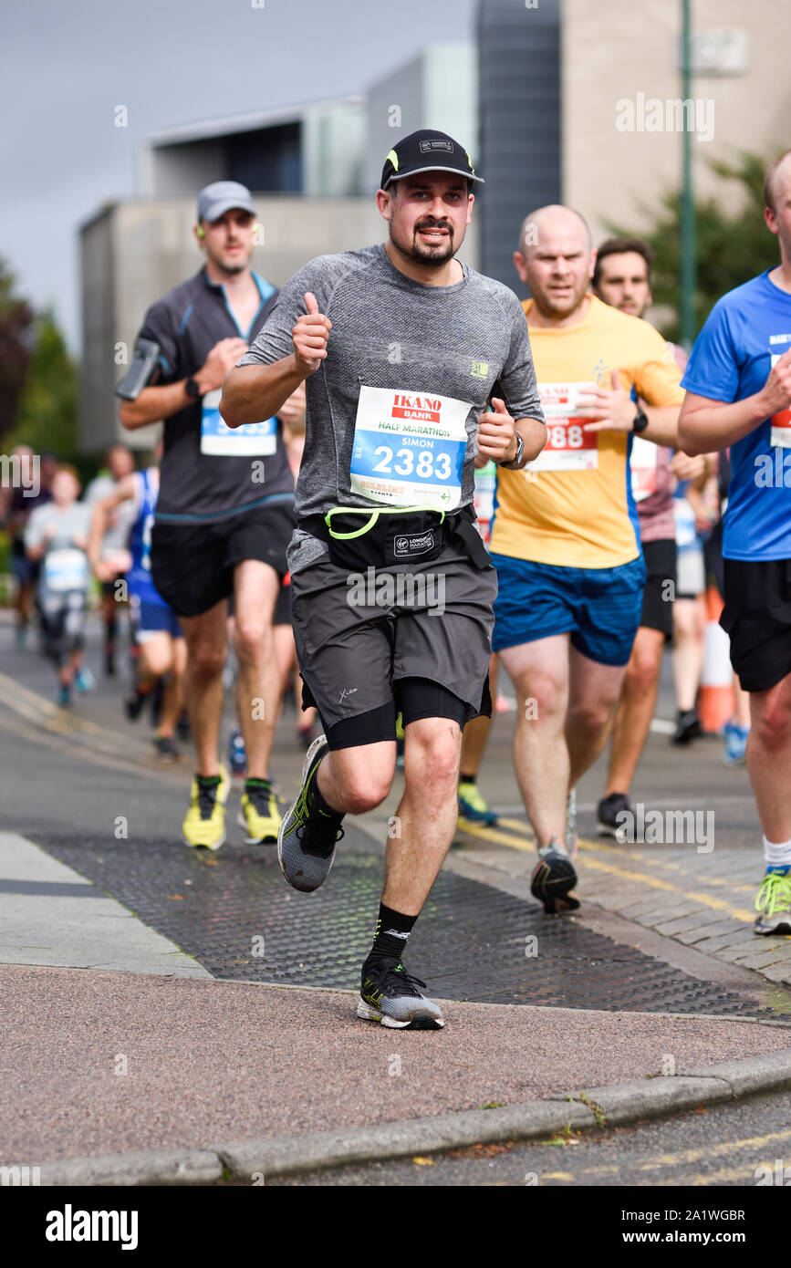 Nottingham, UK. 29th September 2019. Runners take part in the Ikano ...