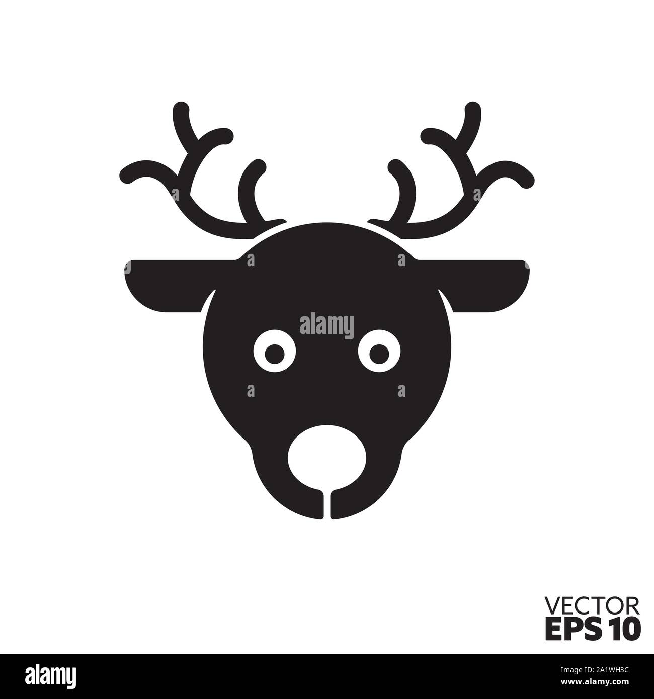 Cute reindeer head icon. Symbol of Christmas holidays. Arctic animal ...