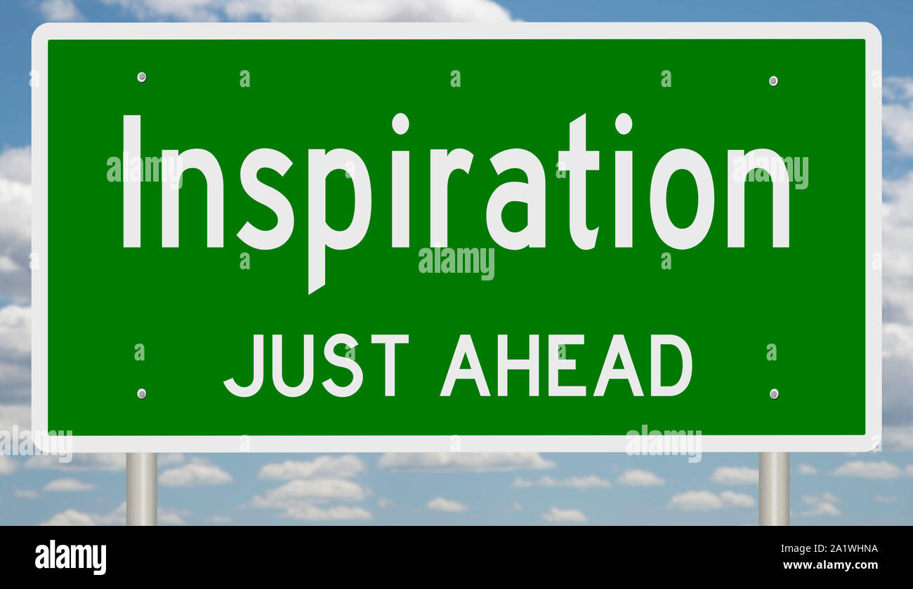 Rendering of a green highway sign for Inspiration Stock Photo - Alamy