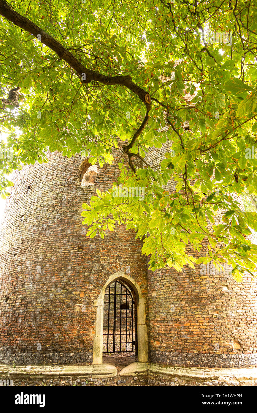 A photo of the entrance gate into Cow Tower from the trees. This is ...