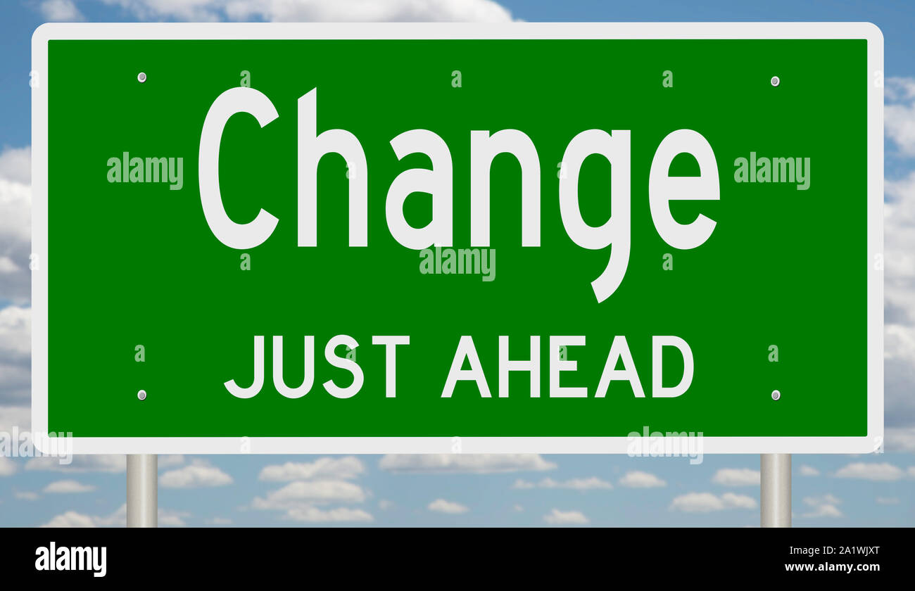 Rendering of a green highway sign for Change Stock Photo - Alamy