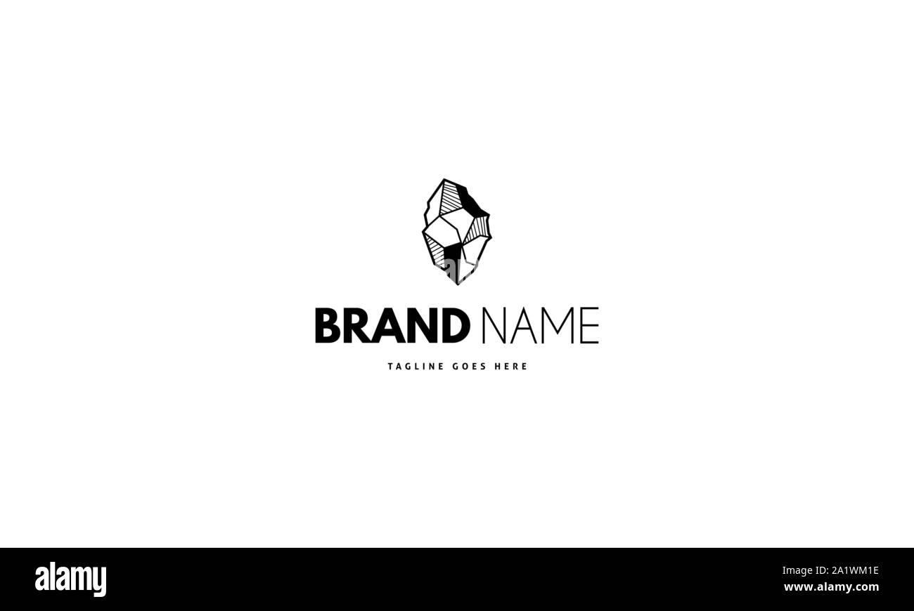 Vector logo on which an abstract image of a tool from the stone age ...