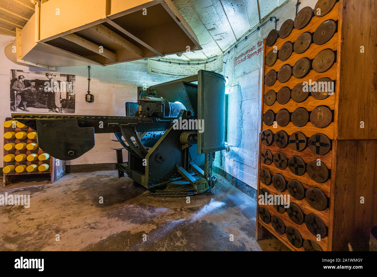 Interior of restored Fort Hommet German observation bunker Stock Photo ...