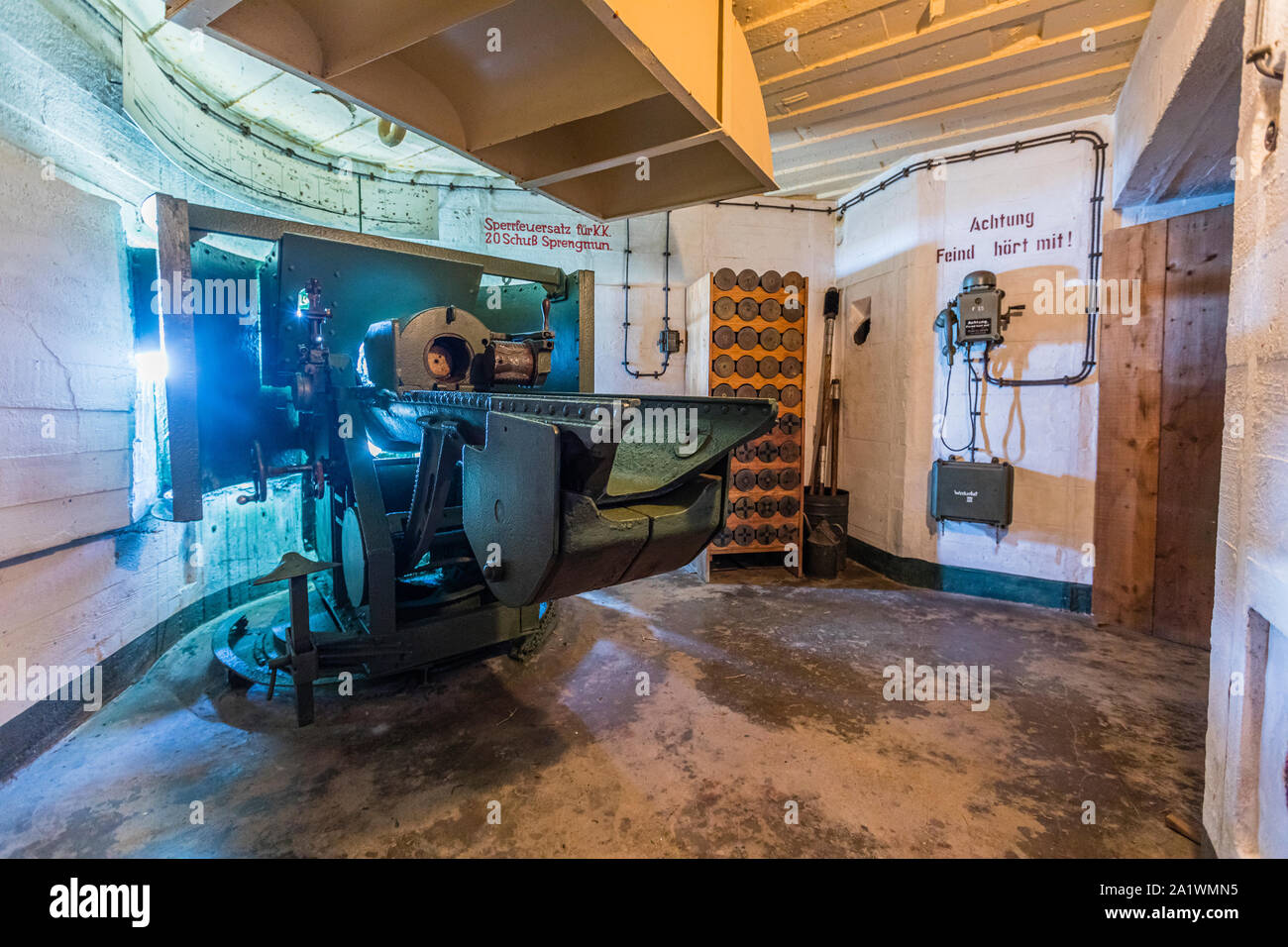 Interior of restored Fort Hommet German observation bunker Stock Photo ...