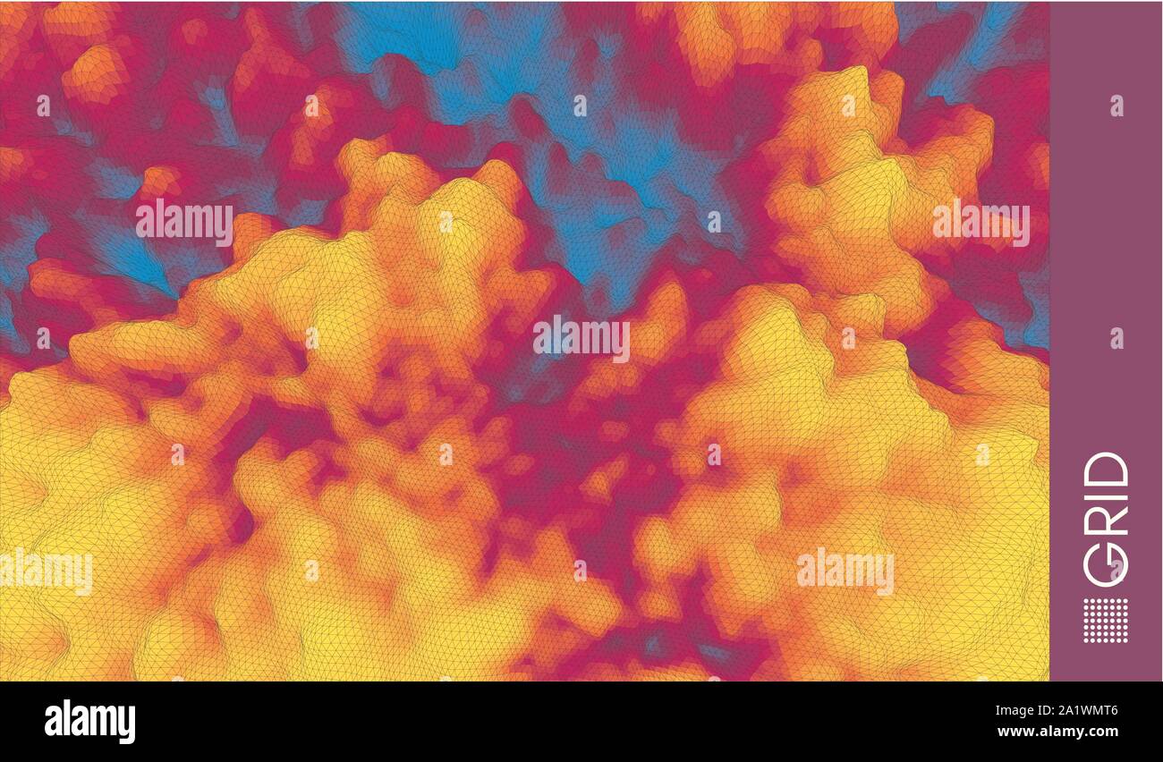 Fire and smoke. Mosaic. 3d perspective grid background texture ...