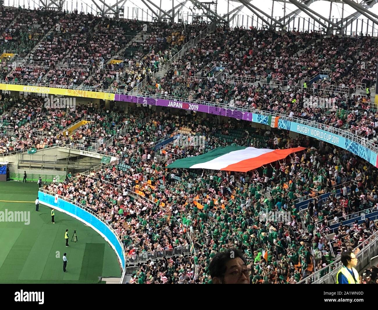 Irish Flag in crowd, during Japan versus Ireland, Rugby World Cup 2019 ...