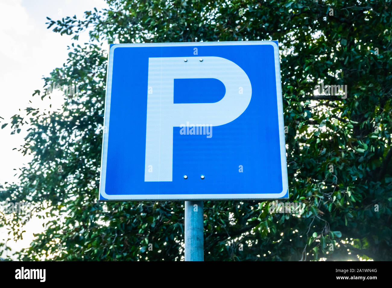Blue Square Parking Sign On High Resolution Stock Photography and ...