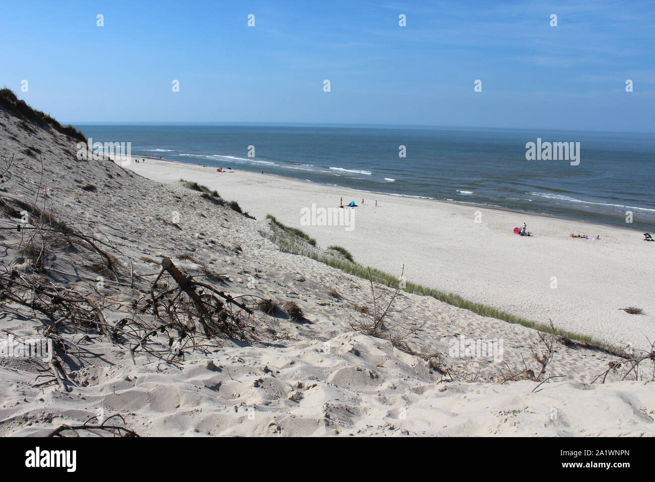 Golden sand beach, sand dunes and the north sea at Lyngvig Fyr near ...