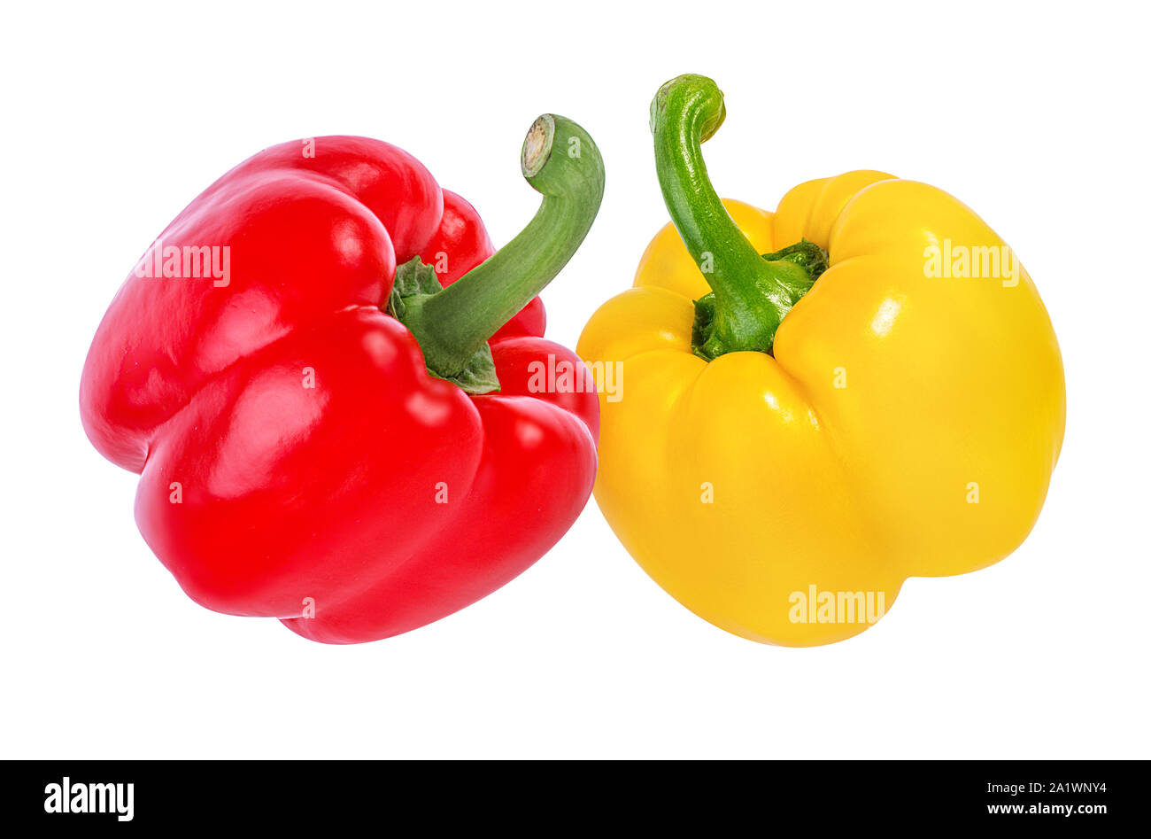Red and yellow peppers isolated. With clipping path Stock Photo - Alamy