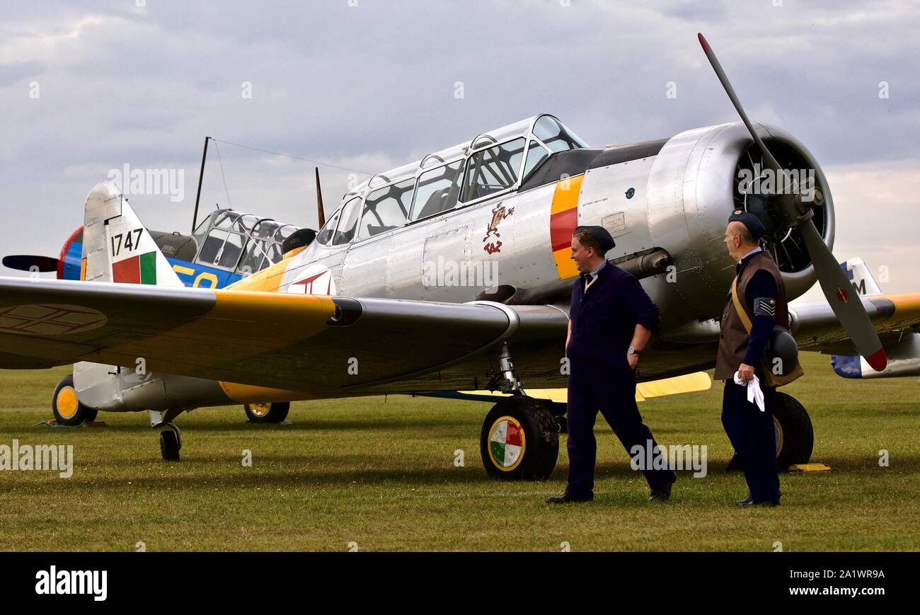 North American Harvard IV (G-BGPB) on the flightline at the IWM Duxford ...