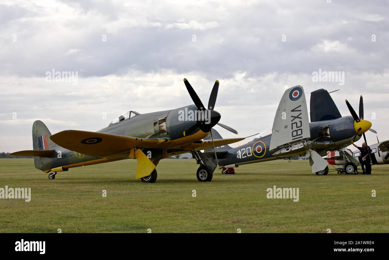 Hawker Sea Fury Mk.II (G-CBEL) & Sea Fury T.20 (G-RNHF) at the IWM ...