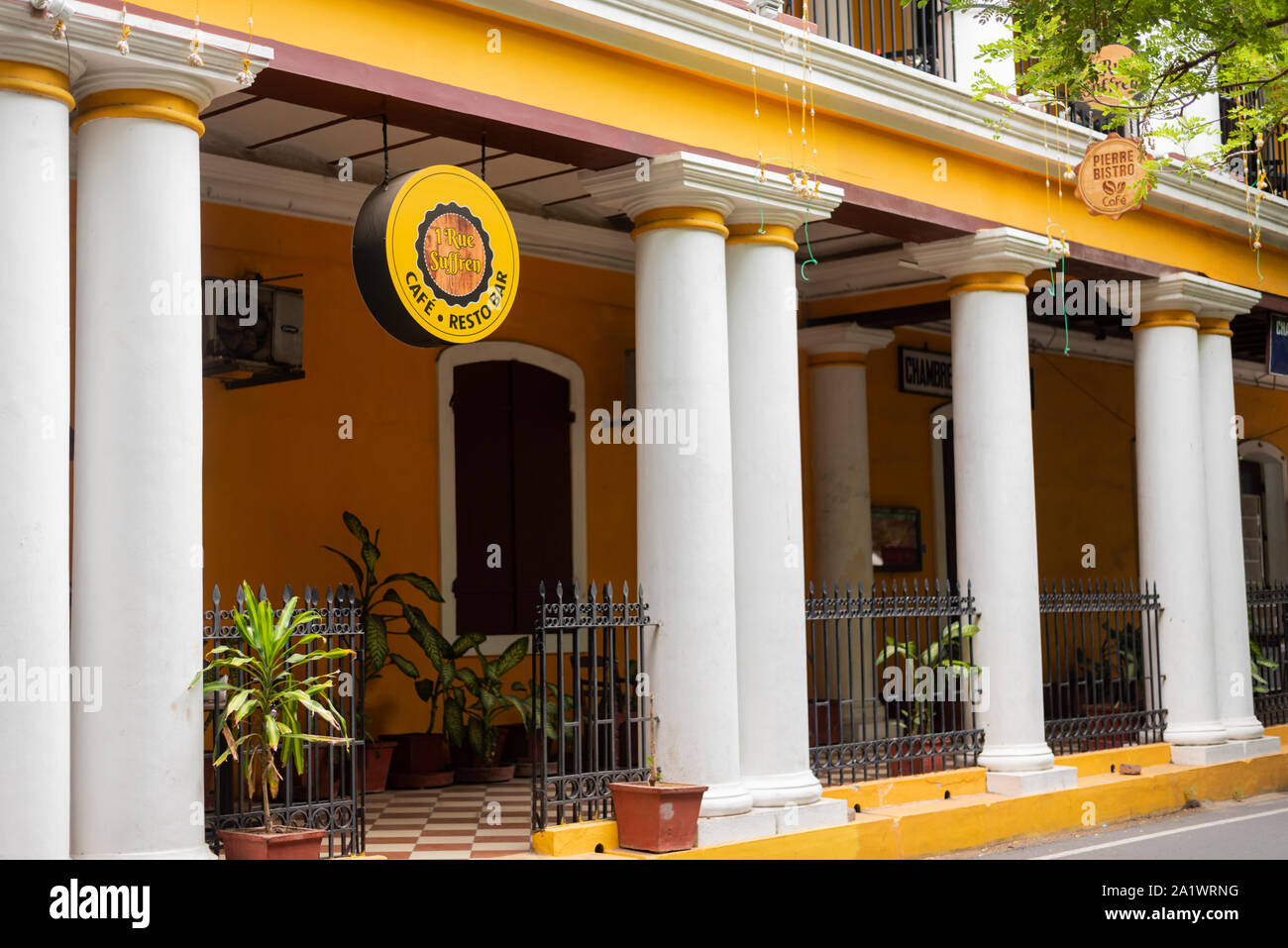 Pondicherry/India- September 3 2019:1 Rue Suffren Cafe in the Union ...