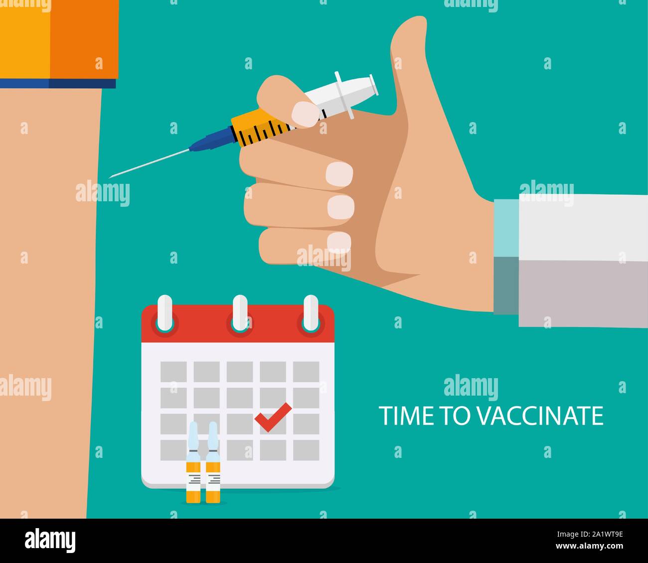 Vaccination concept flat background. Medical awareness flu, polio ...
