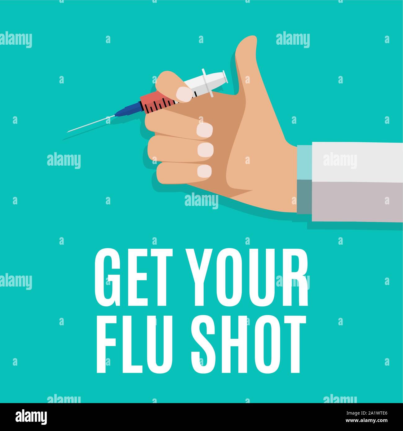 Get Your Flu Shot Vaccination concept flat background. Vector ...