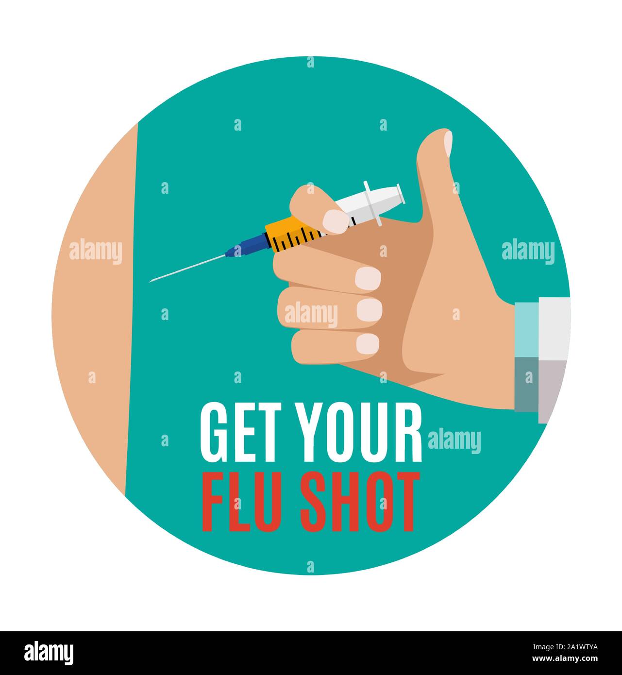 Get Your Flu Shot Vaccination concept flat background. Vector ...