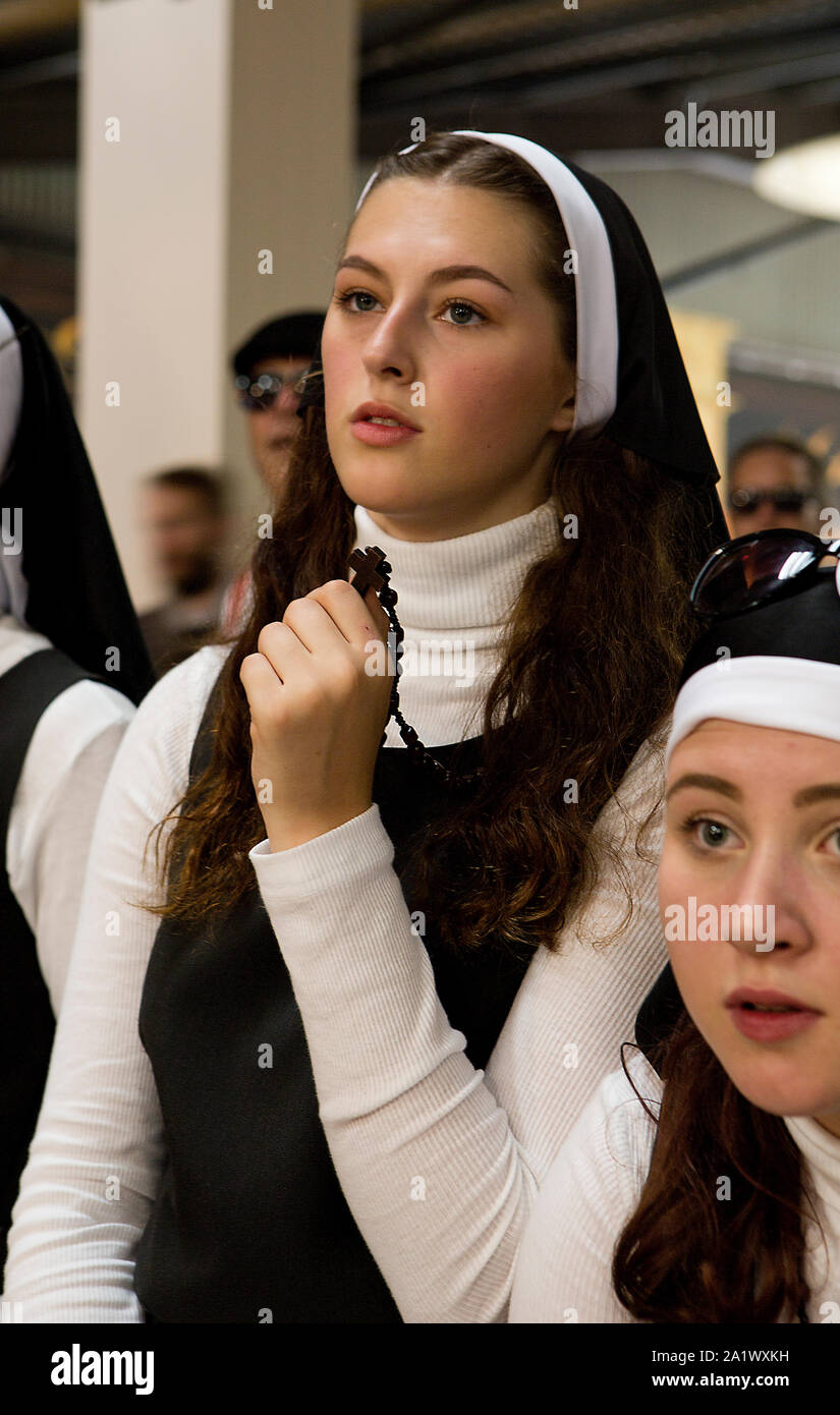 The 'Singing Nuns' in the Earls Court Motor Show building at The ...