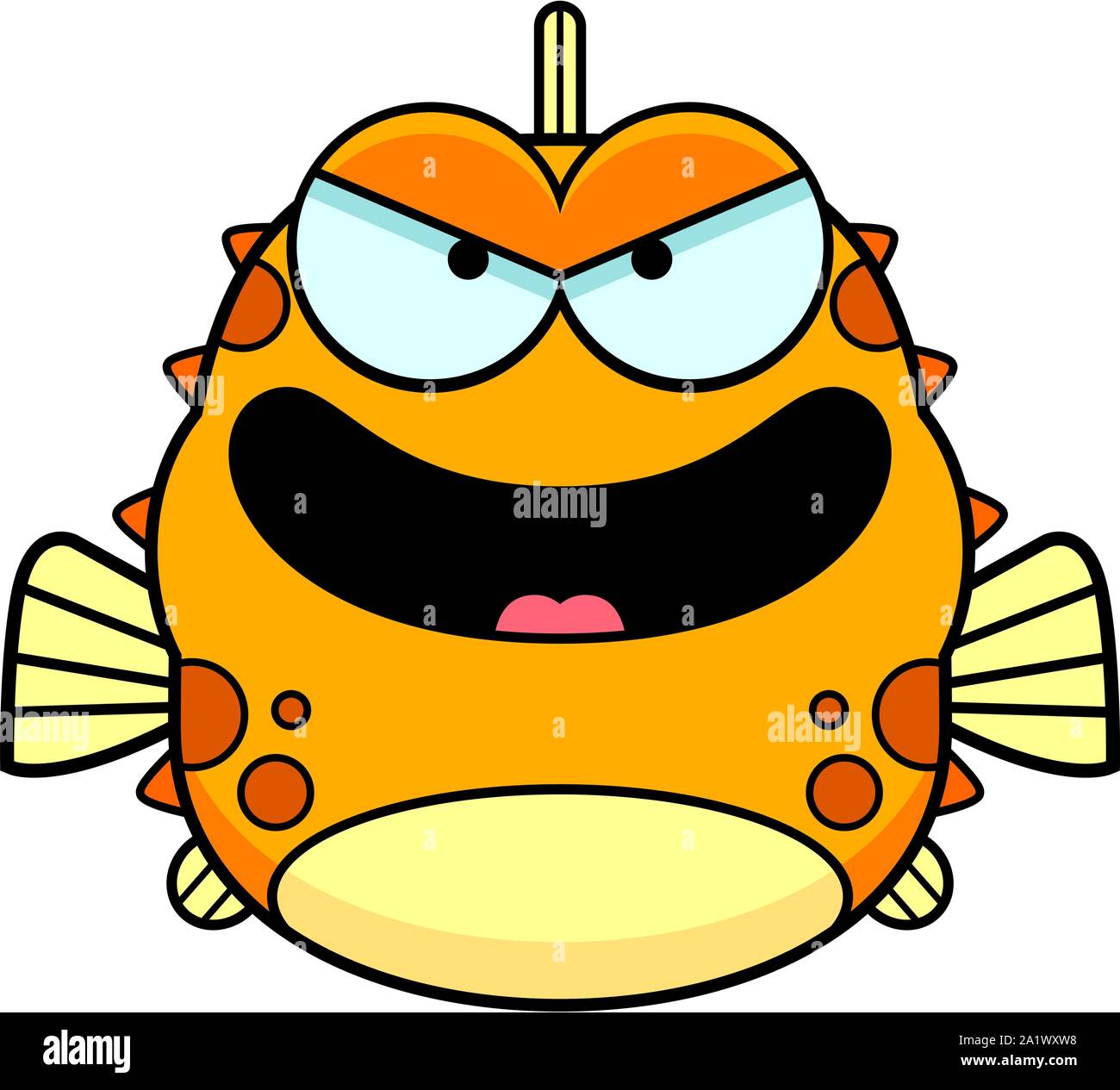 A cartoon illustration of an evil looking blowfish Stock Vector Image ...