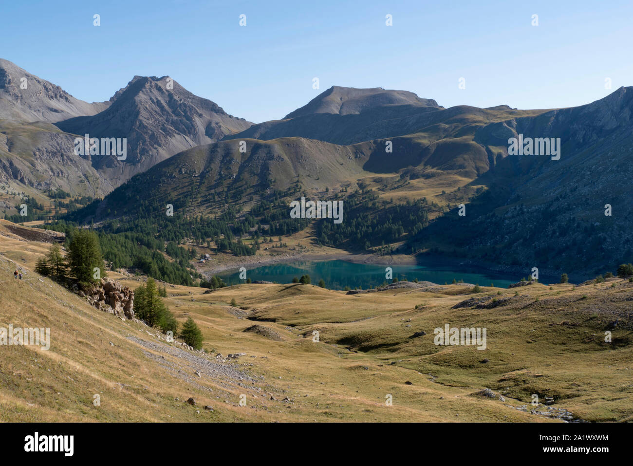 Lake Allos in Provence, France in the high mountains Stock Photo - Alamy