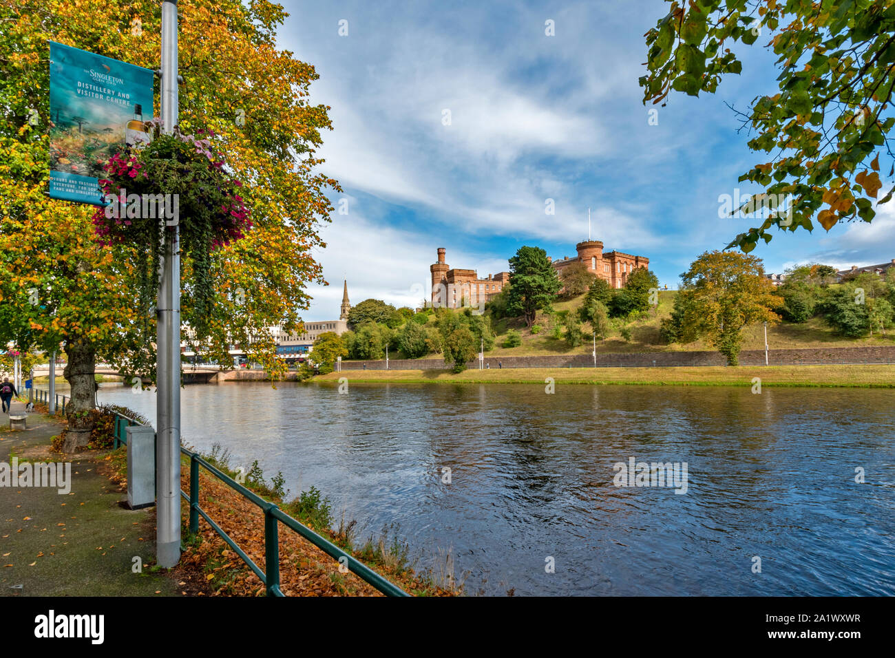 INVERNESS CITY SCOTLAND THE RIVER NESS AND CASTLE AND TREES IN AUTUMN ...