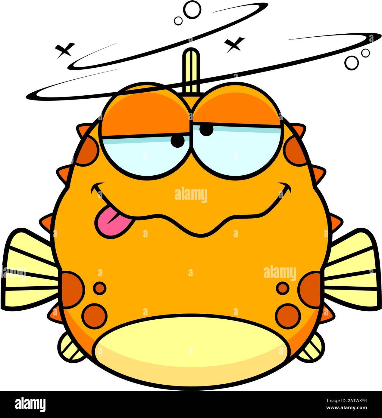 A cartoon illustration of a blowfish looking drunk Stock Vector Image ...