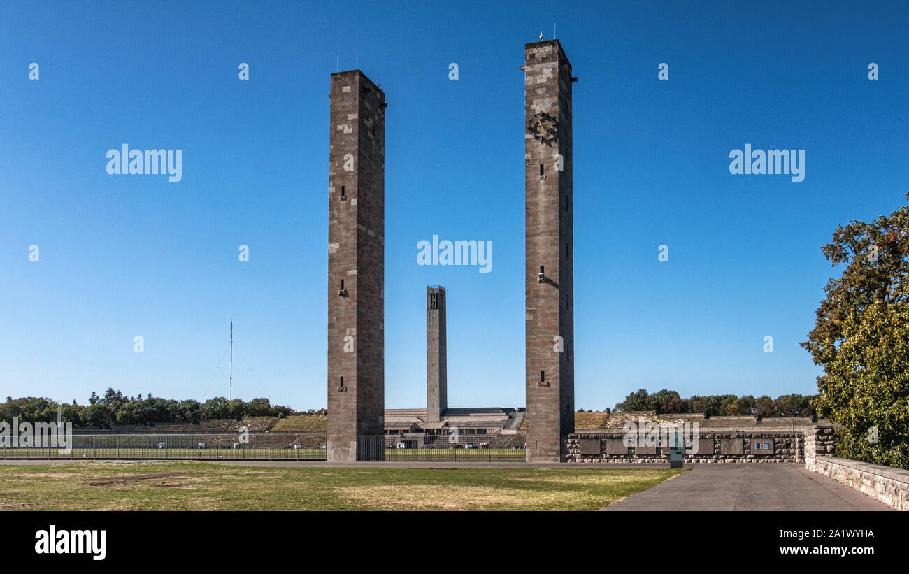 Maifeld Sports arena, clock tower & Monumental tower structures ...