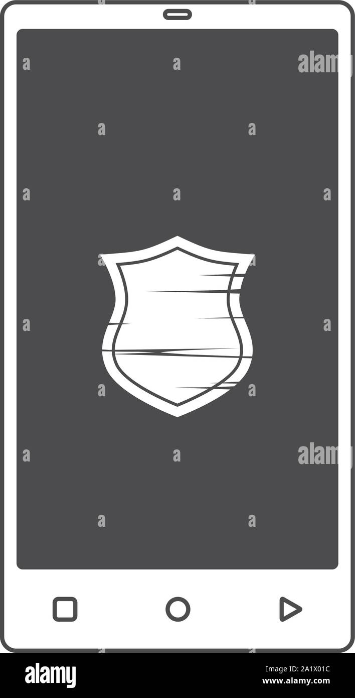 mobile hand phone theme shield anti virus guard security vector Stock ...