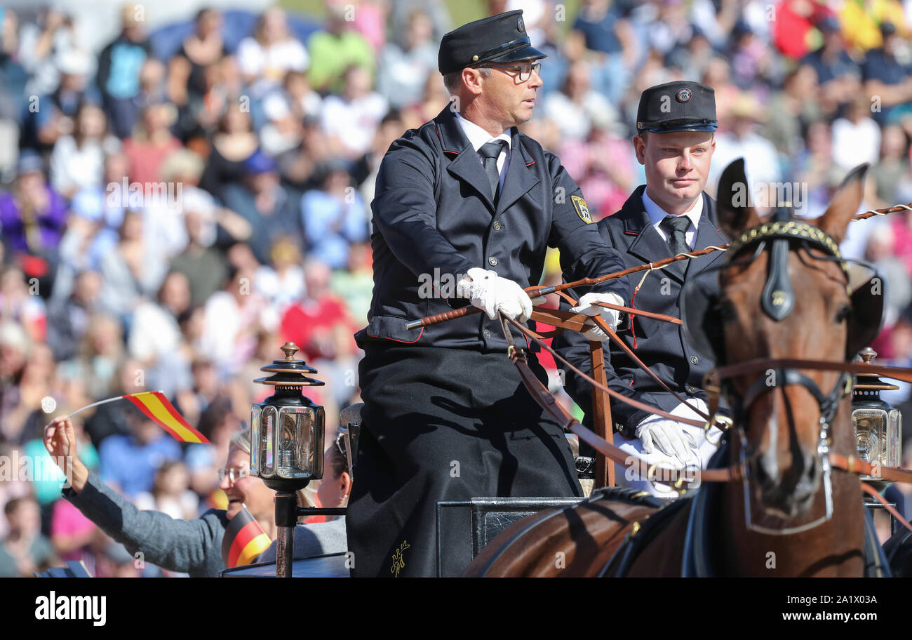 Gomadingen Marbach, Germany. 29th Sep, 2019. Main saddle champion Fred ...
