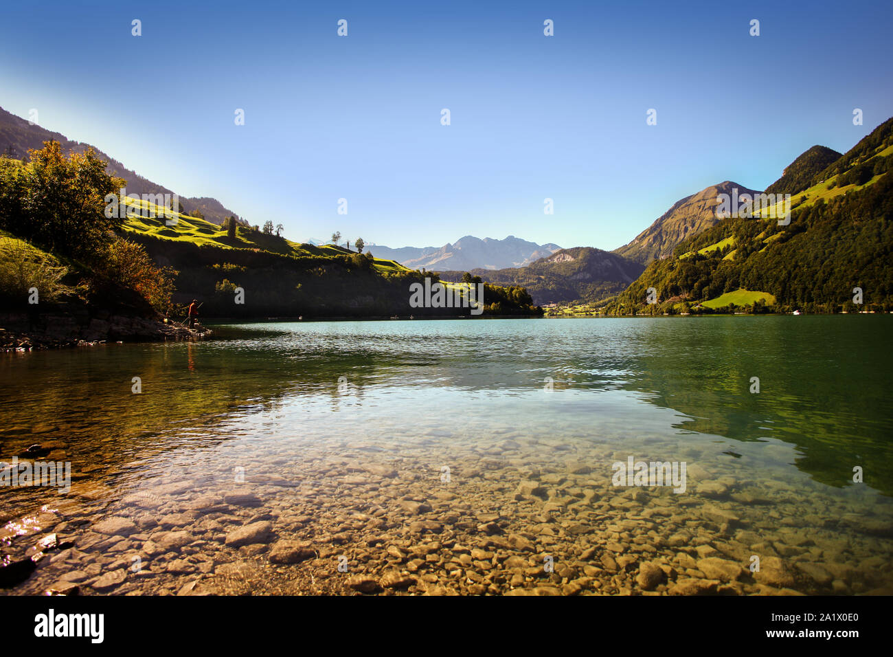 lake lungern Switzerland - famous fishing lake in Switzerland Stock Photo - Alamy