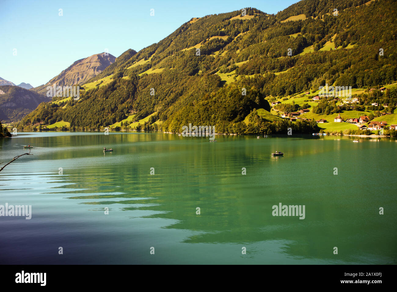 lake lungern Switzerland - famous fishing lake in Switzerland Stock Photo - Alamy