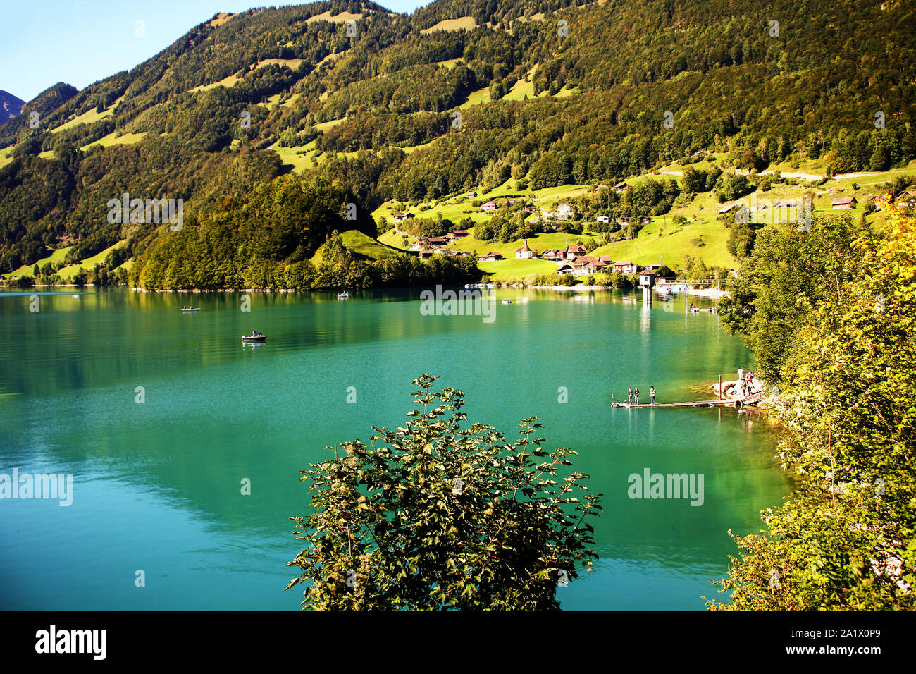 lake lungern Switzerland - famous fishing lake in Switzerland Stock Photo - Alamy