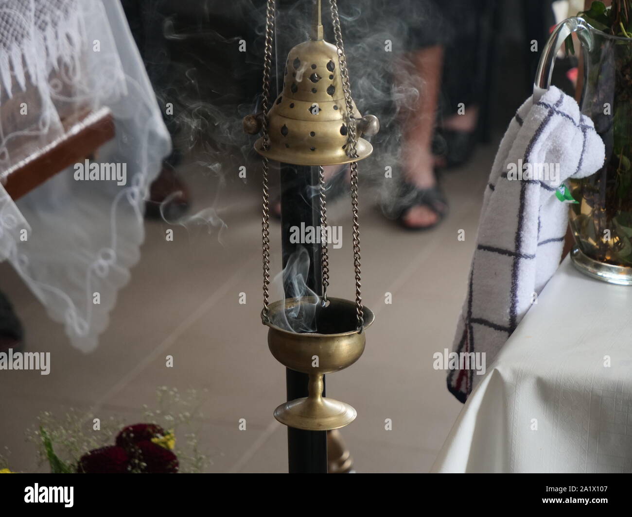 Censer with Smoke at a Funeral Ceremony in Orthodox Church Stock Photo ...
