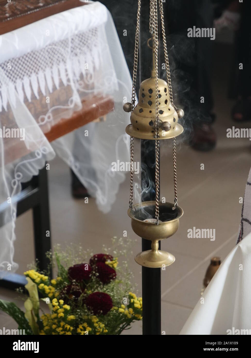 Censer with Smoke at a Funeral Ceremony in Orthodox Church Stock Photo ...
