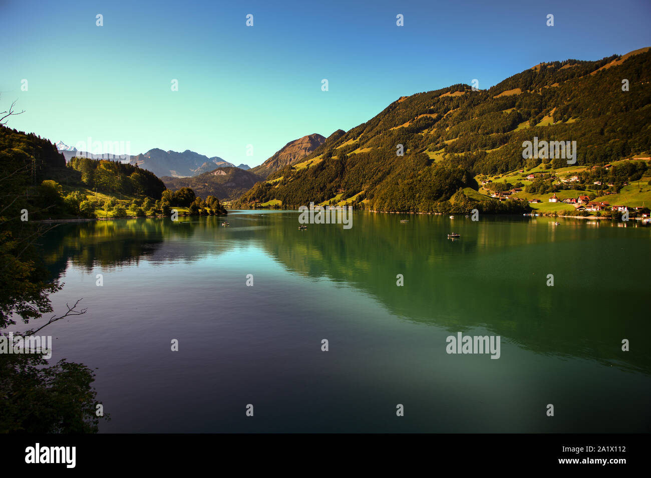 lake lungern Switzerland - famous fishing lake in Switzerland Stock Photo - Alamy