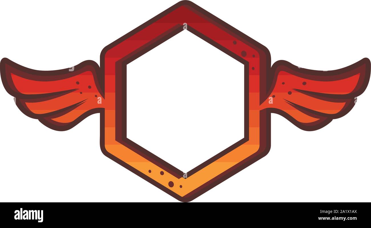 octagon red wing theme logo brand sign icon vector Stock Vector Image ...