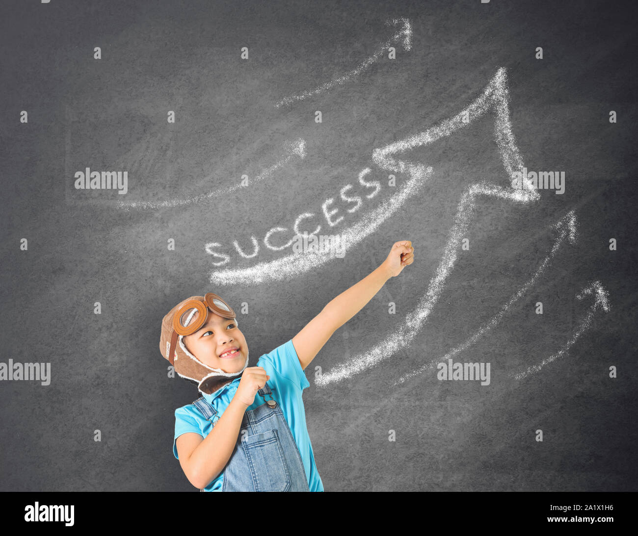 Little asian girl wear aviator glasses, dreams of becoming a pilot ...