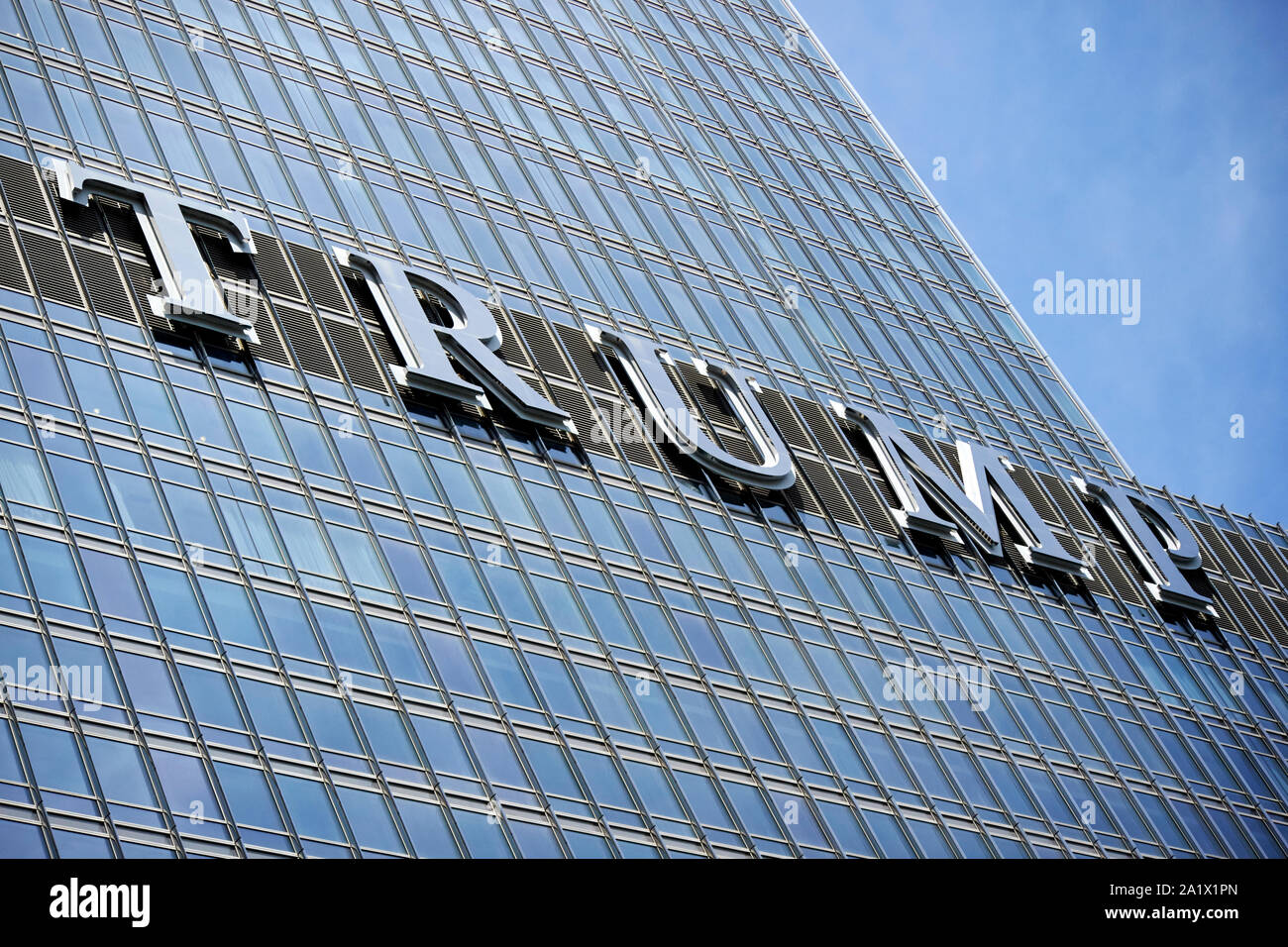 large trump letters on the side of the trump tower in chicago illinois ...