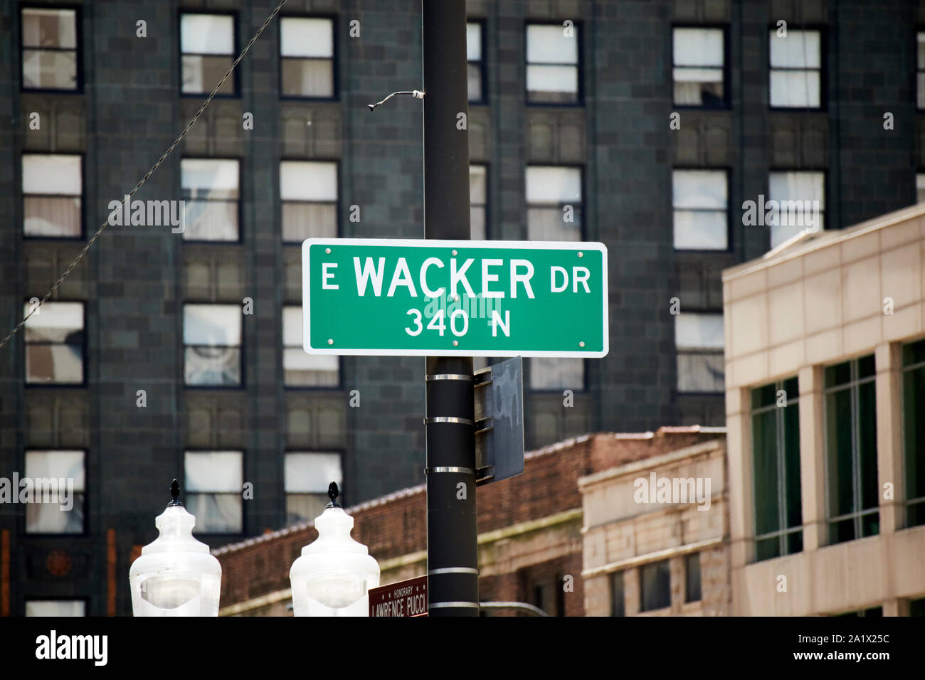 east wacker drive green chicago street names nameplates street sign ...