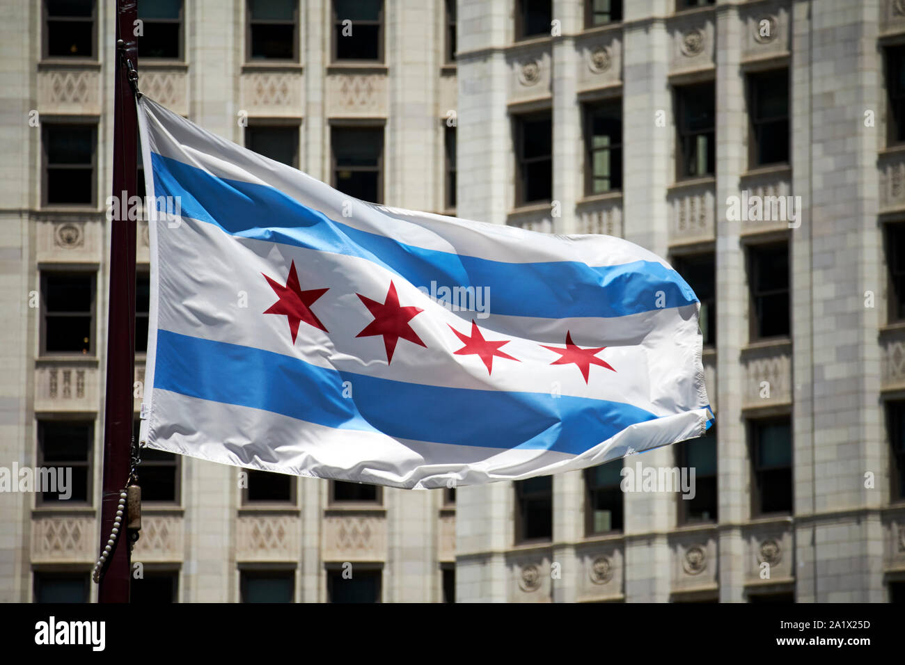 chicago city flag flying in downtown chicago in the windy city chicago ...