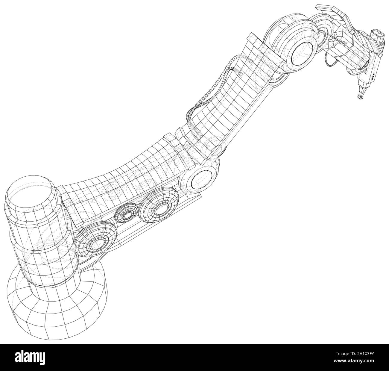 Robot hand wire-frame. Vector illustration. Tracing illustration of 3d ...