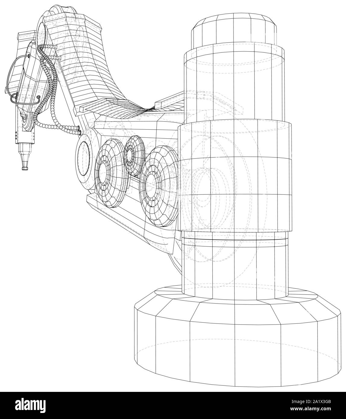 Industrial robot manipulator. Wire-frame on white background. EPS10 ...