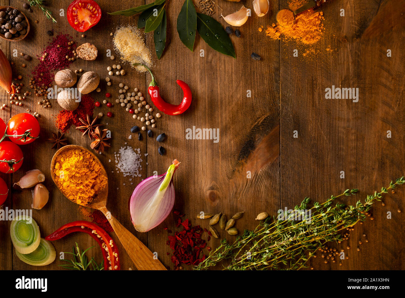 Spice background with copy space, food concept Stock Photo - Alamy